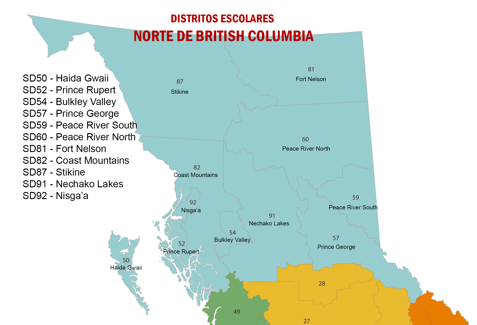 Distritos escolares de British Columbia Norte - GMR curso escolar